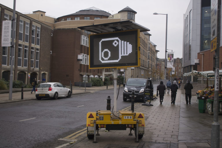 Temporary sign installed to warn motorists of ‘bus gate’ which led to £ ...