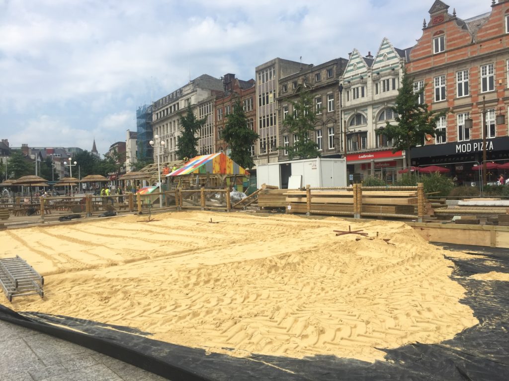 The beach is (nearly) here!: Sand is laid ahead of re-opening of ...