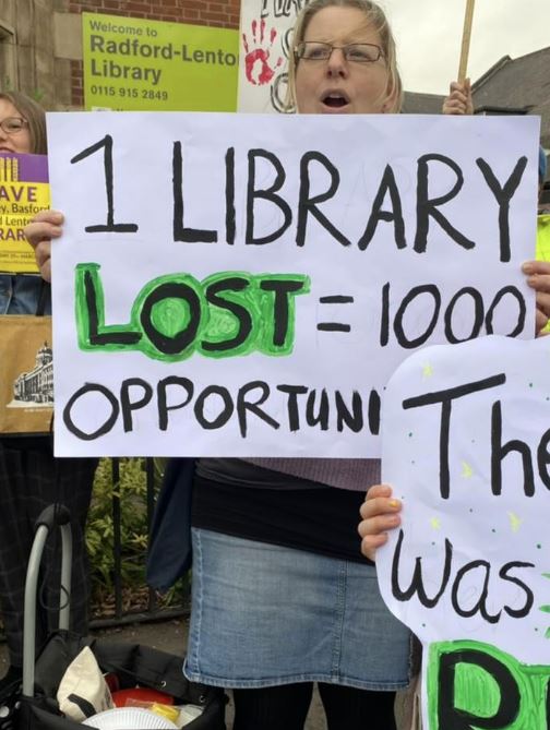 A protest outside the Radford/Lenton Library over proposals to close it ...