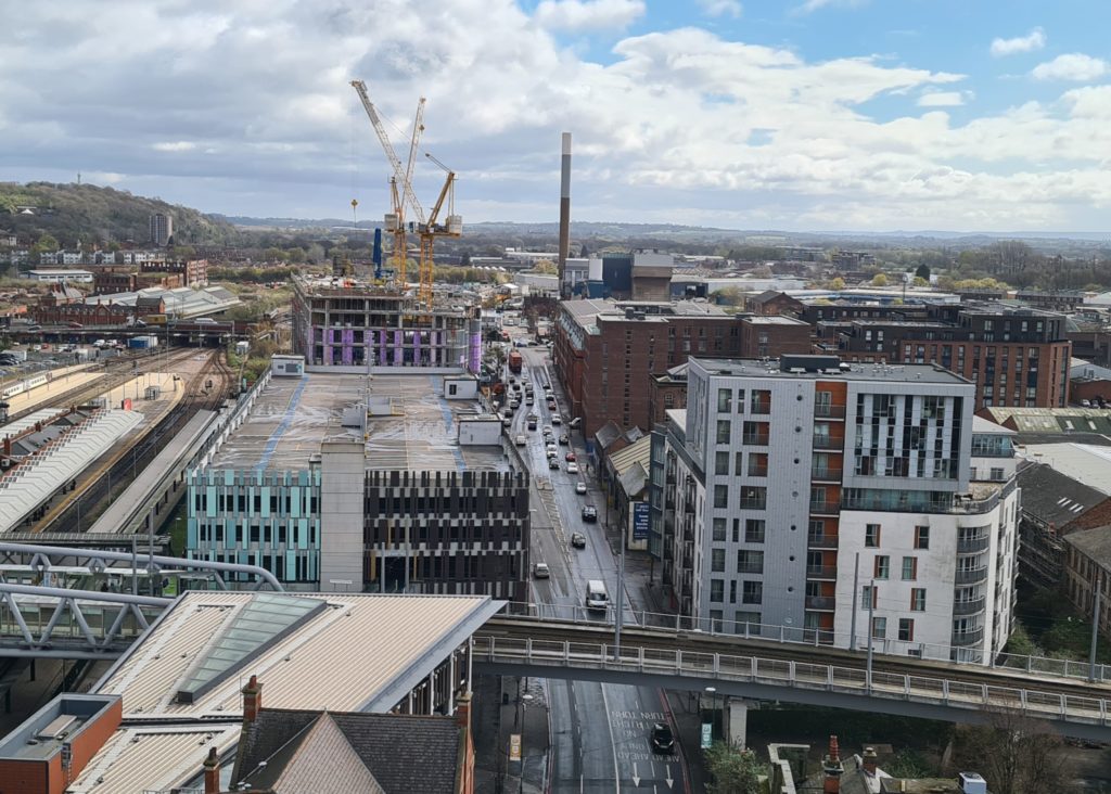 Queen’s Road, Nottingham, as seen atop the Unity Square building ...