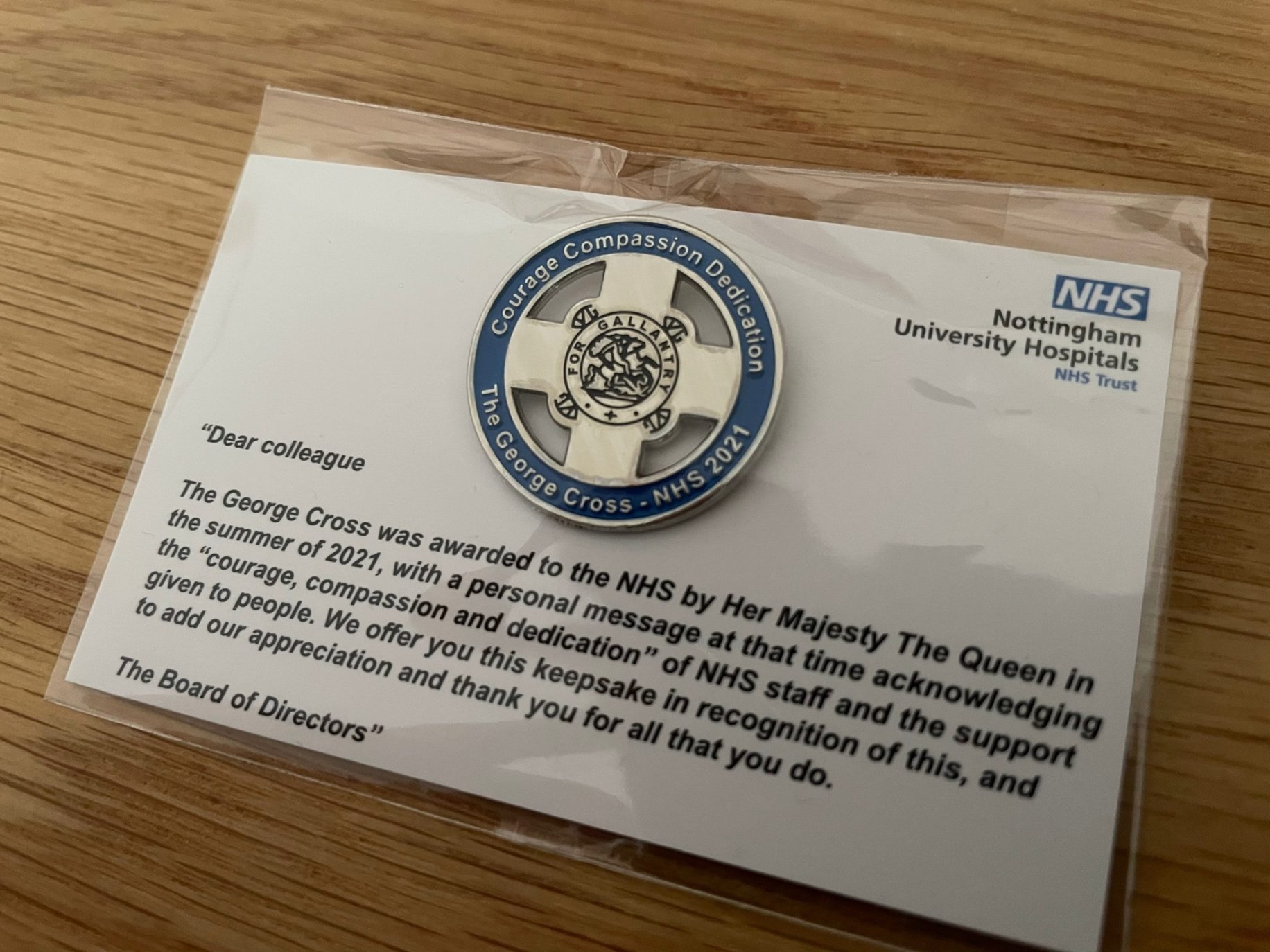 Nottingham hospitals staff given pin badge as token of appreciation ...