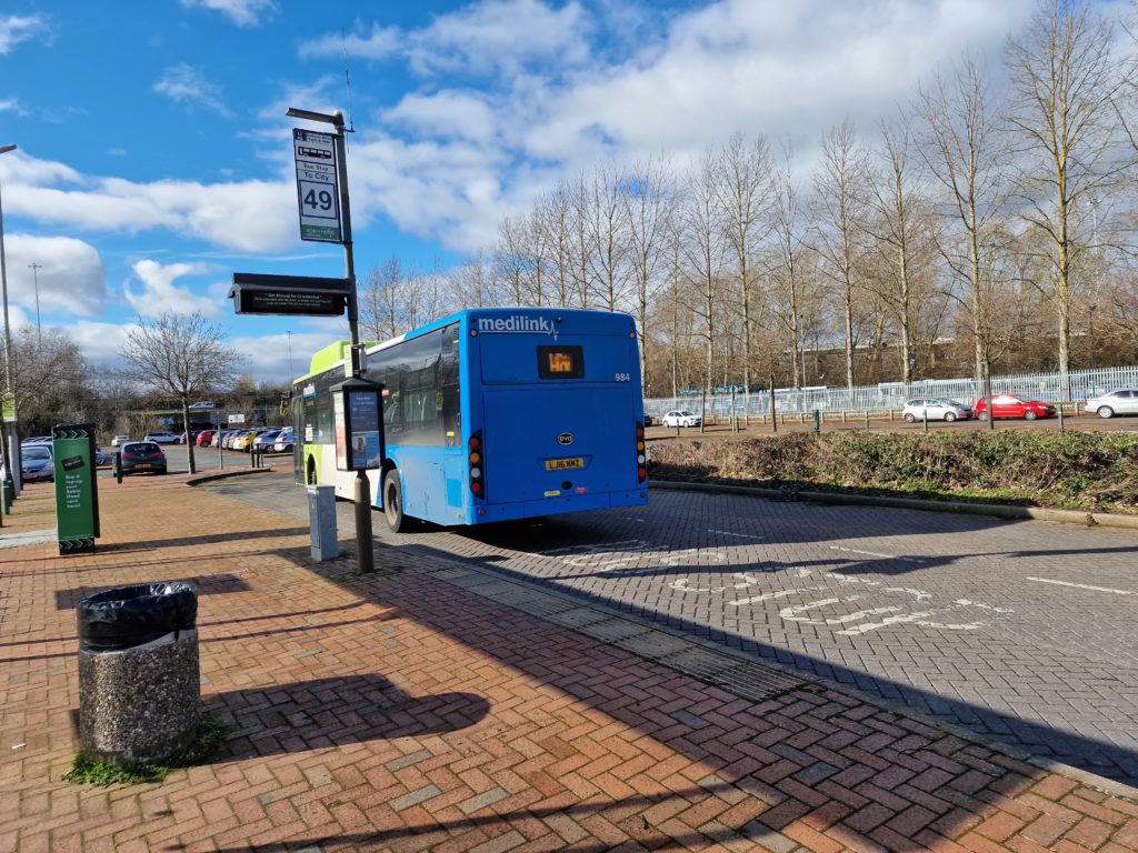 A Medilink bus travelling through Queens Drive Park and Ride, where the ...
