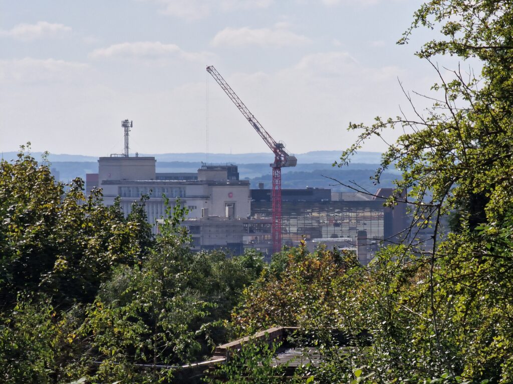 Cranes over Nottingham, with NTU’s Newton Building in the background ...